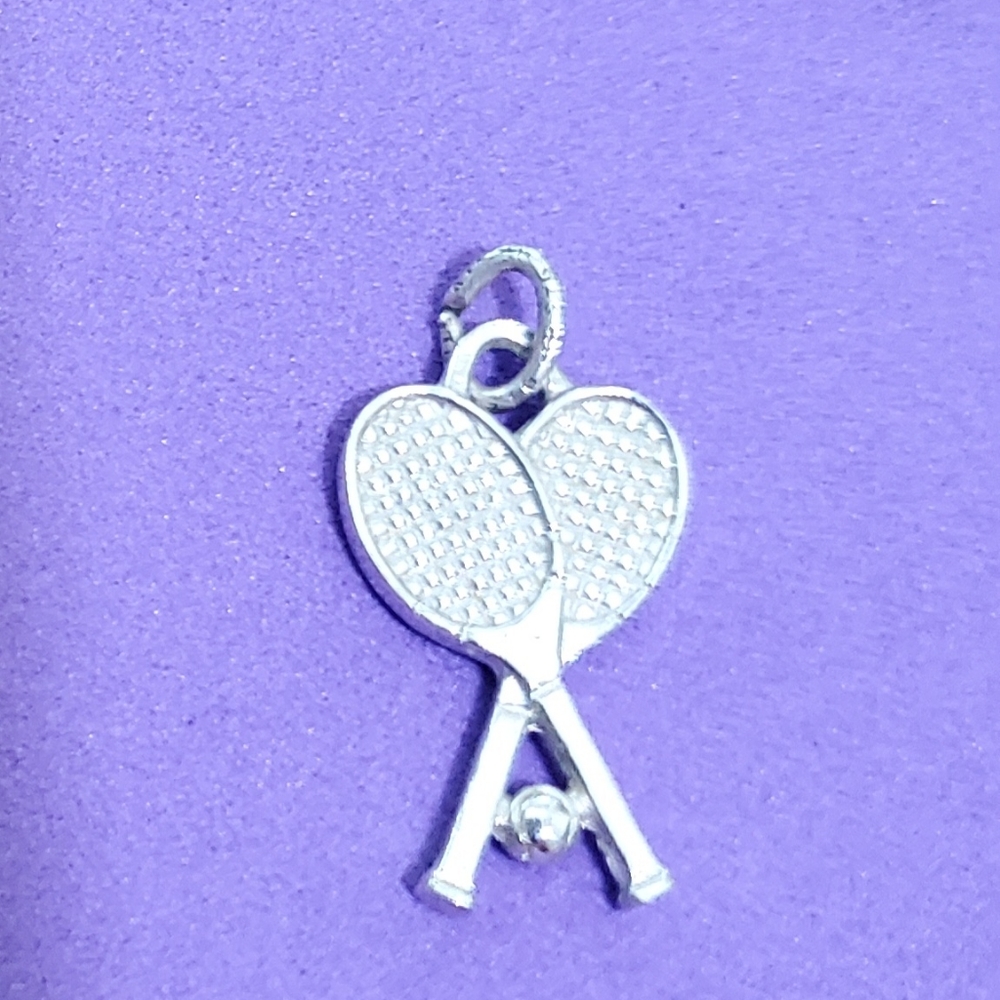 Sterling Silver Double Crossed Tennis Rackets & Ball … - Gem